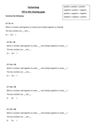 Factorising quadratics with scaffolding by annclewes | Teaching Resources