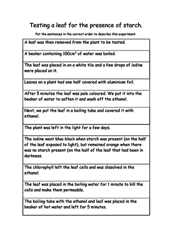 Testing a leaf for starch | Teaching Resources