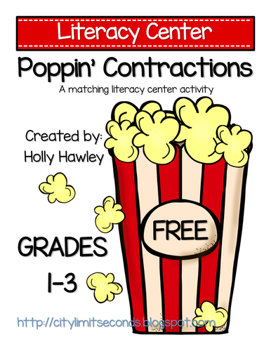 Poppin' Contractions: A Matching Literacy Center | Teaching Resources