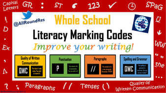 Whole School: Literacy Marking Code Classroom Posters! All Levels ...