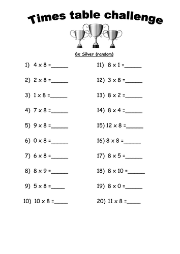 Times tables challenges - Silver | Teaching Resources