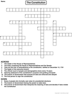 The Constitution Crossword Puzzle | Teaching Resources