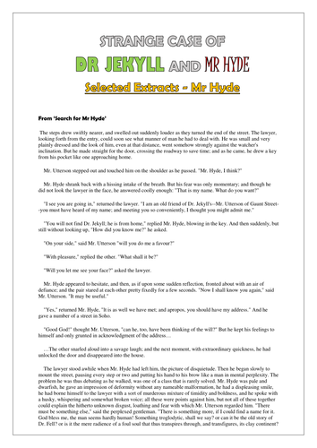Dr Jekyll and Mr Hyde: Description of Mr Hyde! | Teaching Resources