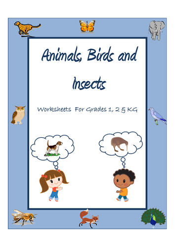 Animals, Birds and Insects Worksheets for Grade 1, 2 & Kindergarten ...