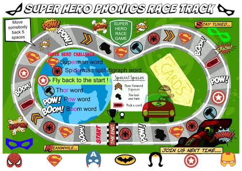 Phonics Superhero race track game - great fun ! - KS1 / KS2 | Teaching ...