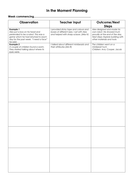 Simple In the Moment Planning Sheet | Teaching Resources