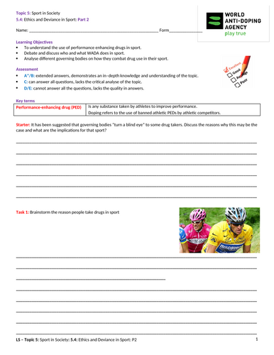 A-level Edexcel Spec 2016: Topic 5 Sport & Society Full Lessons ...