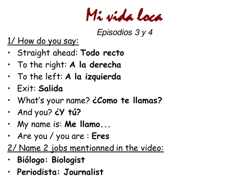 Mi vida loca - episodes 3-5 | Teaching Resources