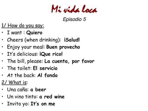 Mi vida loca - episodes 3-5 | Teaching Resources