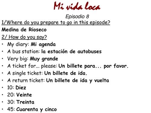 Mi vida loca episodes 7/8 | Teaching Resources