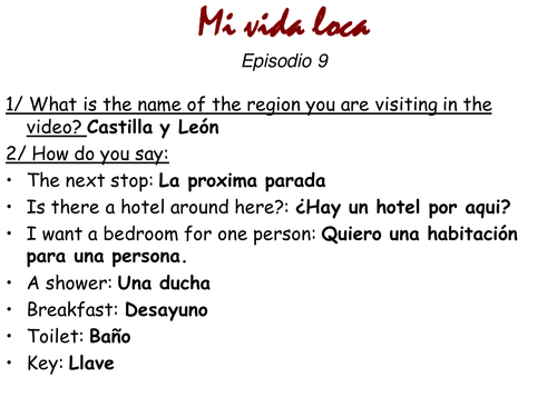 Mi vida loca episode 9 | Teaching Resources