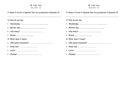 Mi vida loca - episode 12 | Teaching Resources