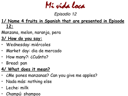 Mi vida loca | Teaching Resources