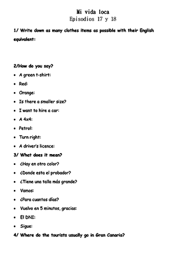 Mi vida loca episodes 17-18 | Teaching Resources