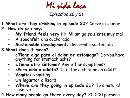 Mi vida loca - episodes 20 and 21 | Teaching Resources
