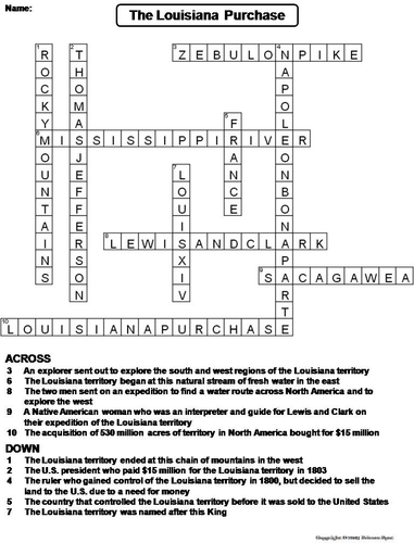 Louisiana Purchase Crossword Puzzle | Teaching Resources
