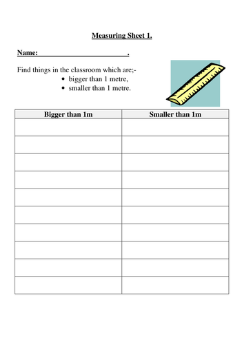 Measuring in centimetres (cm) and metres (m) - Worksheets - Year 2, Yr ...