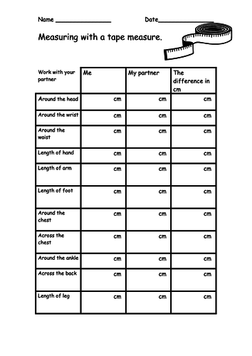 Measuring in centimetres (cm) and metres (m) - Worksheets - Year 2, Yr ...