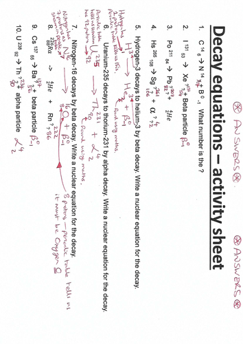 Nuclear decay equations. | Teaching Resources