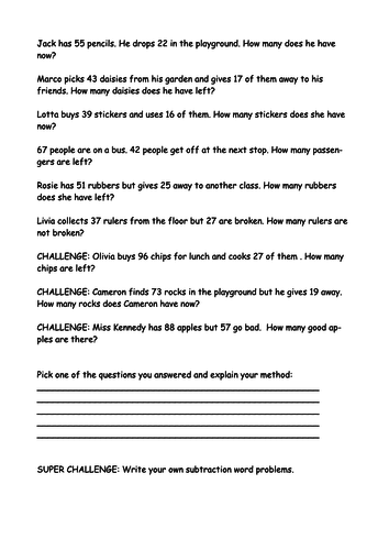 Subtraction Word Problems Year 2 Full Lesson (adaptable) | Teaching ...