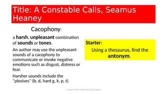 A Constable Calls Seamus Heaney | Teaching Resources