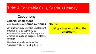 A Constable Calls Seamus Heaney by LouiseBDaly | Teaching Resources