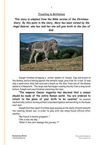 The Birth of Jesus Christmas Story Comprehension - Year 5 and 6 ...