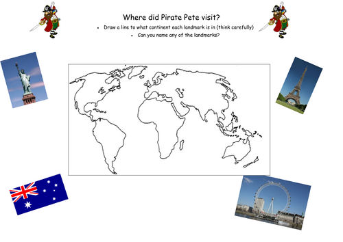 Identifying landmarks as to what continent are they are - pirate Pete ...