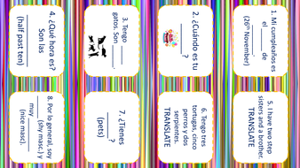 Year 7 Spanish revision cards - | Teaching Resources