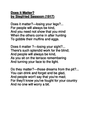 WW1 poetry Siegfried Sassoon | Teaching Resources