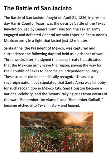 The Battle of San Jacinto Handout | Teaching Resources
