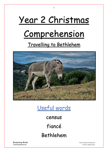 The birth of Jesus Christmas comprehension - Year 2 | Teaching Resources