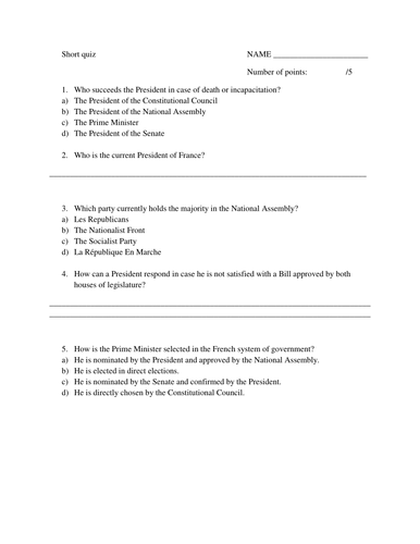 French System of Governance - Overview and Key Facts | Teaching Resources