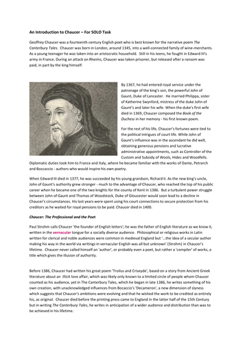 Chaucer Context Research Activity | Teaching Resources
