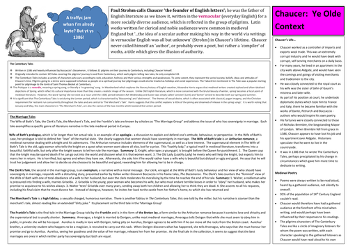 Chaucer Merchant's Tale Context Revision Resource | Teaching Resources