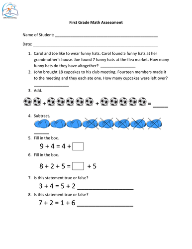 1st Grade Assessments (Language Arts, Writing, and Math) | Teaching ...