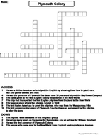 Pilgrims and Plymouth Colony Crossword Puzzle | Teaching Resources