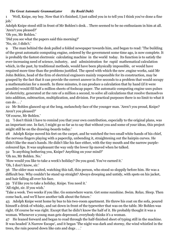 GCSE English teaching pack on Roald Dahl's 'The Great Automatic ...
