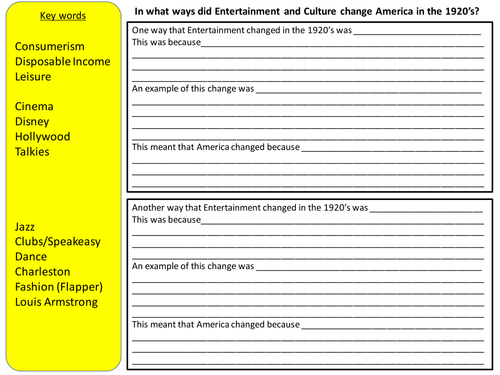 USA: How did Entertainment and culture change during the 1920's? (Film ...