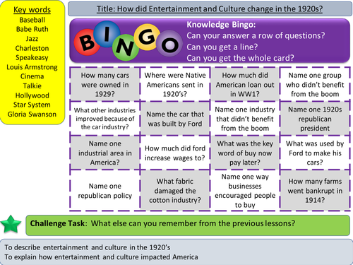 USA: How did Entertainment and culture change during the 1920's? (Film ...