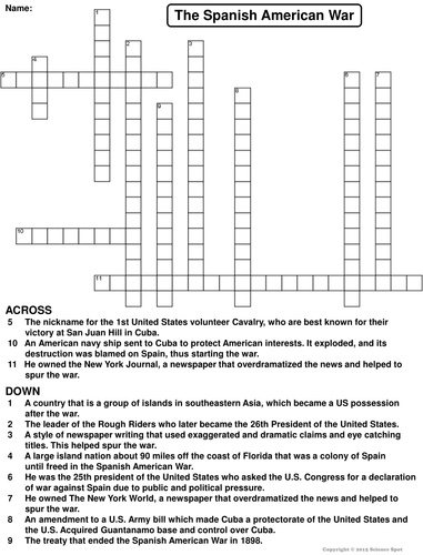 The Spanish American War Crossword Puzzle | Teaching Resources