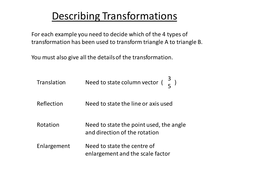 Describing the transformation (presentation plus worksheets) | Teaching ...