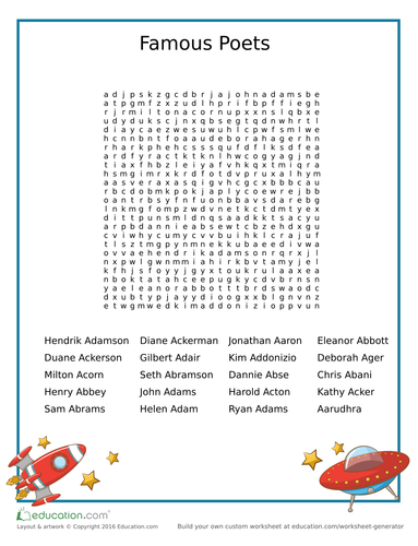 Control your Noisy Class with this Famous Poets word search puzzle ...