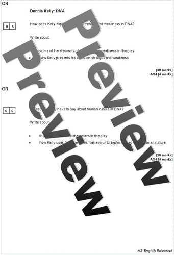 DNA by Dennis Kelly Exam Questions on Characters | Teaching Resources