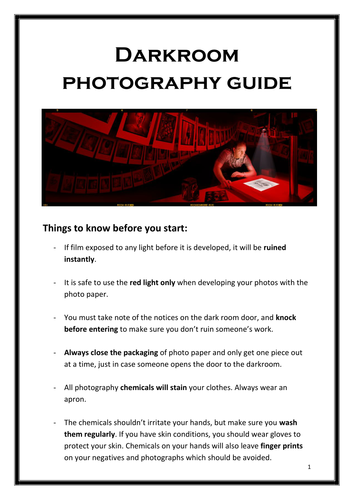 In Depth Darkroom Photography Guide | Teaching Resources
