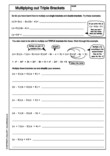 Triple Brackets - Extension questions | Teaching Resources