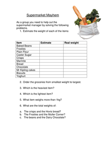 Estimating and ordering mass- LA Year 5 | Teaching Resources