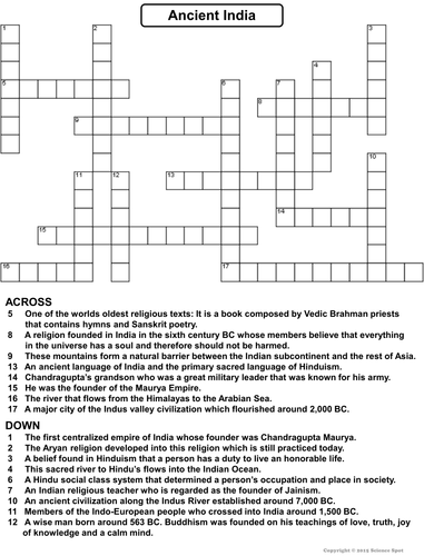 Ancient India Crossword Puzzle | Teaching Resources