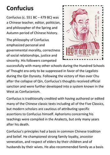 Confucius Handout | Teaching Resources