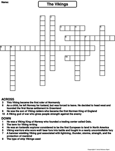 Vikings Crossword Puzzle | Teaching Resources